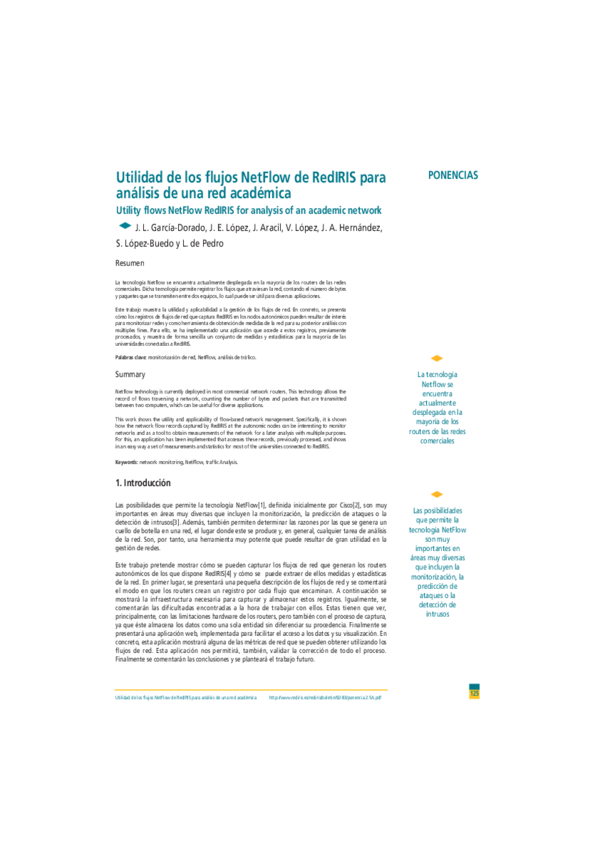 (PDF) Utilidad de los flujos NetFlow de RedIRIS para análisis de una ...