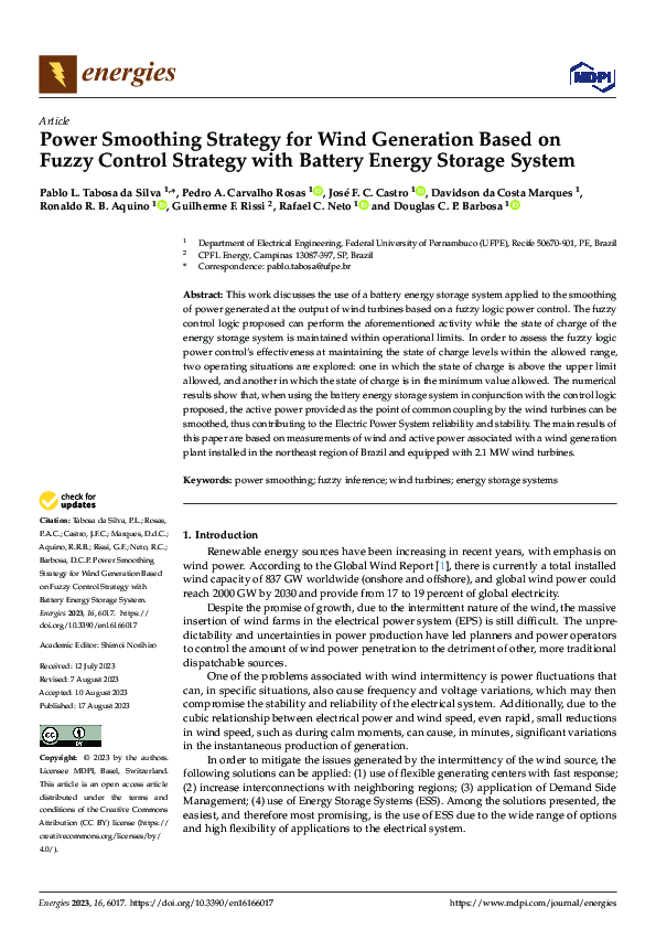 (PDF) Power Smoothing Strategy for Wind Generation Based on Fuzzy Control Strategy with Battery ...