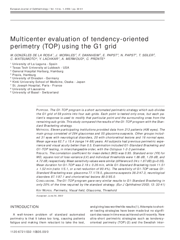 (PDF) Multicenter Evaluation of Tendency-Oriented Perimetry (TOP) Using ...