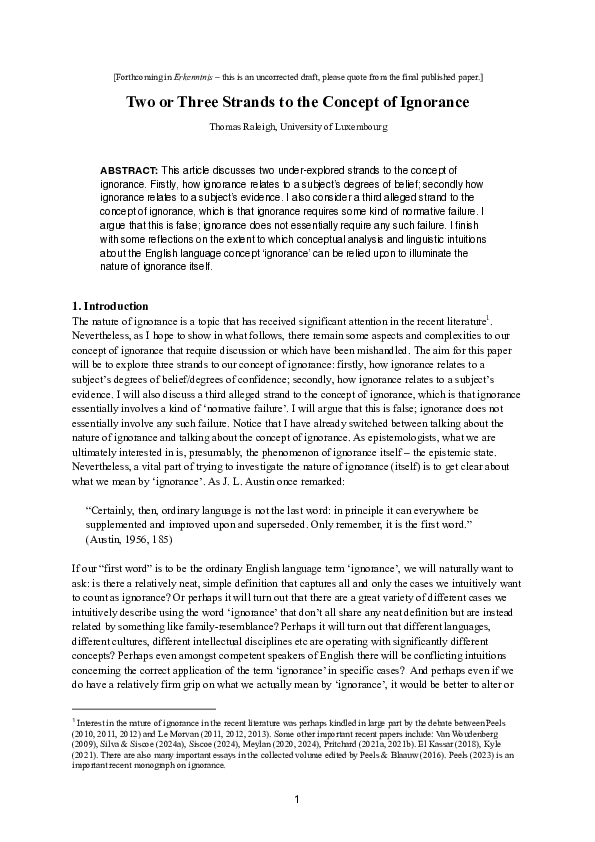 (PDF) Two or Three Strands to the Concept of Ignorance