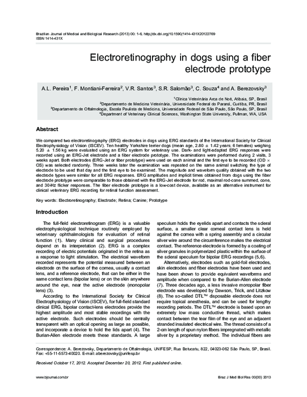 (PDF) Electroretinography in dogs using a fiber electrode prototype