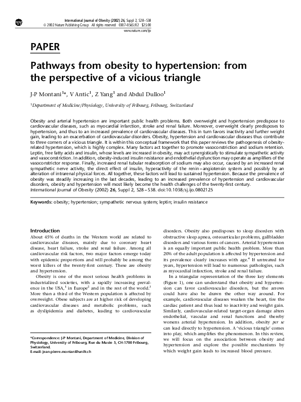 (PDF) Pathways from obesity to hypertension: from the perspective of a ...