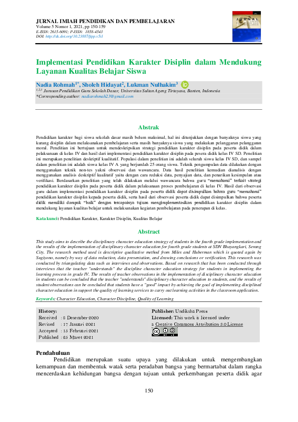 (PDF) Implementasi Pendidikan Karakter Disiplin dalam Mendukung Layanan ...