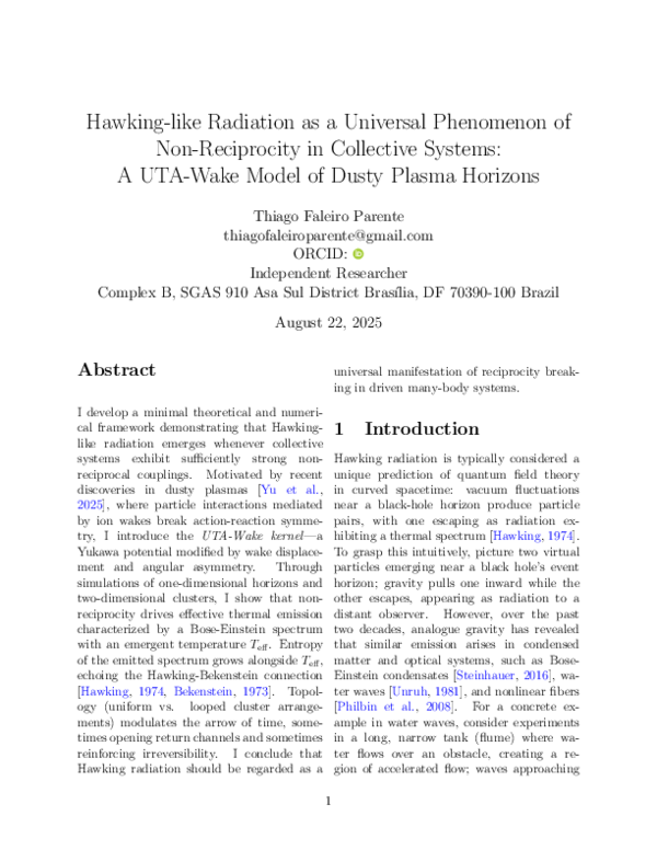 (PDF) Hawking-like Radiation as a Universal Phenomenon of Non ...