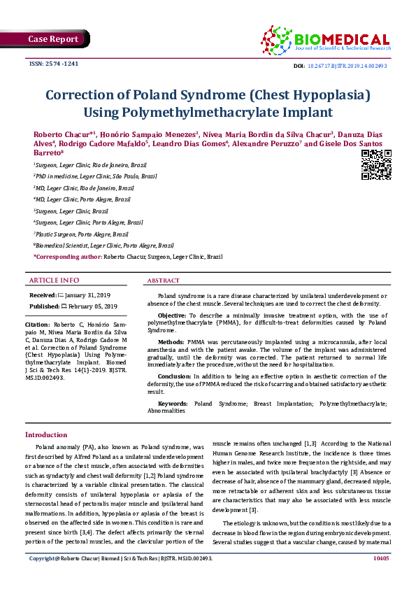 (PDF) Correction of Poland Syndrome (Chest Hypoplasia) Using ...