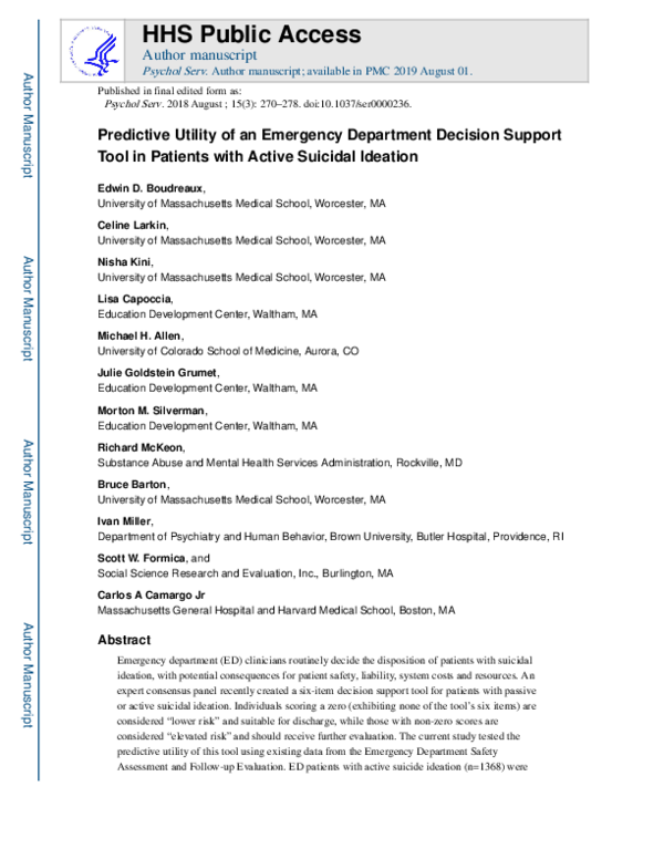 (PDF) Predictive utility of an emergency department decision support ...