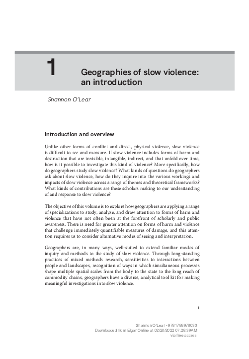 (PDF) Geographies of slow violence: an introduction
