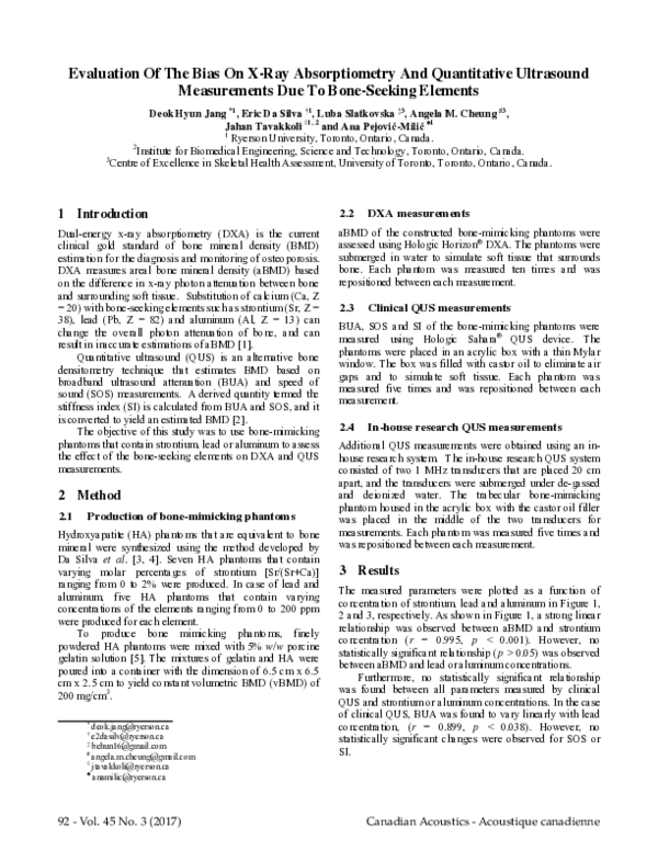 (PDF) Evaluation of the bias on X-ray Absorptiometry and Quantitative ...