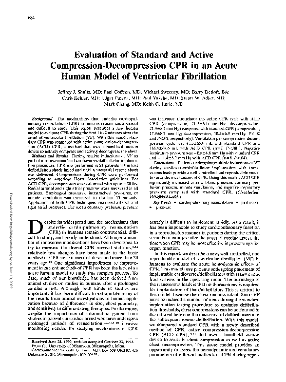 (PDF) Evaluation of standard and active compression-decompression CPR ...