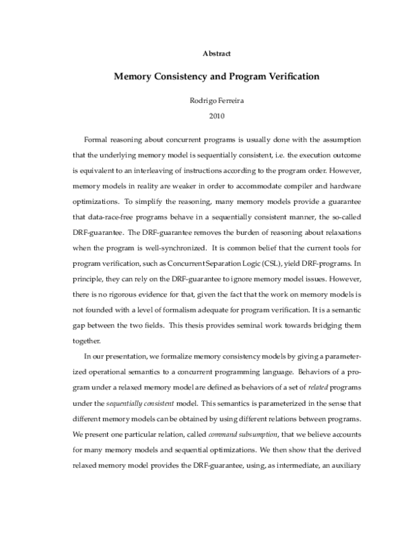 (PDF) Memory Consistency and Program Verification