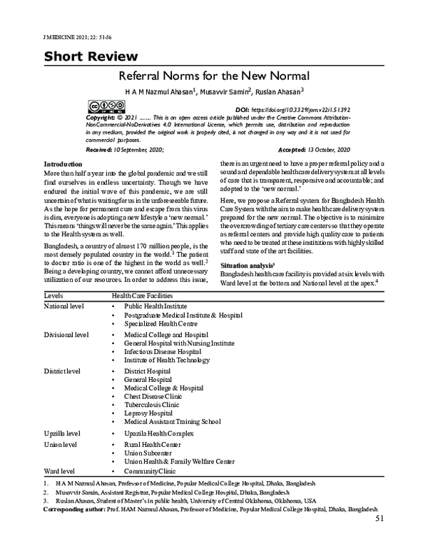 (PDF) Referral Norms for the New Normal