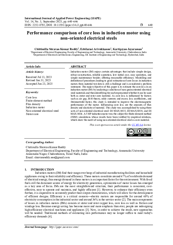 (PDF) Performance comparison of core loss in induction motor using non ...