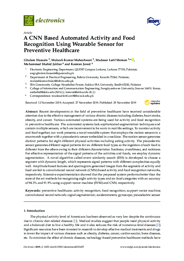 (PDF) A CNN Based Automated Activity and Food Recognition Using Wearable Sensor for Preventive ...
