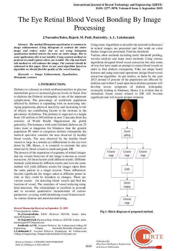 (PDF) The Eye Retinal Blood Vessel Bonding By Image Processing
