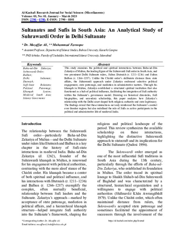 (PDF) Sultanates and Sufis in South Asia: An Analytical Study of ...