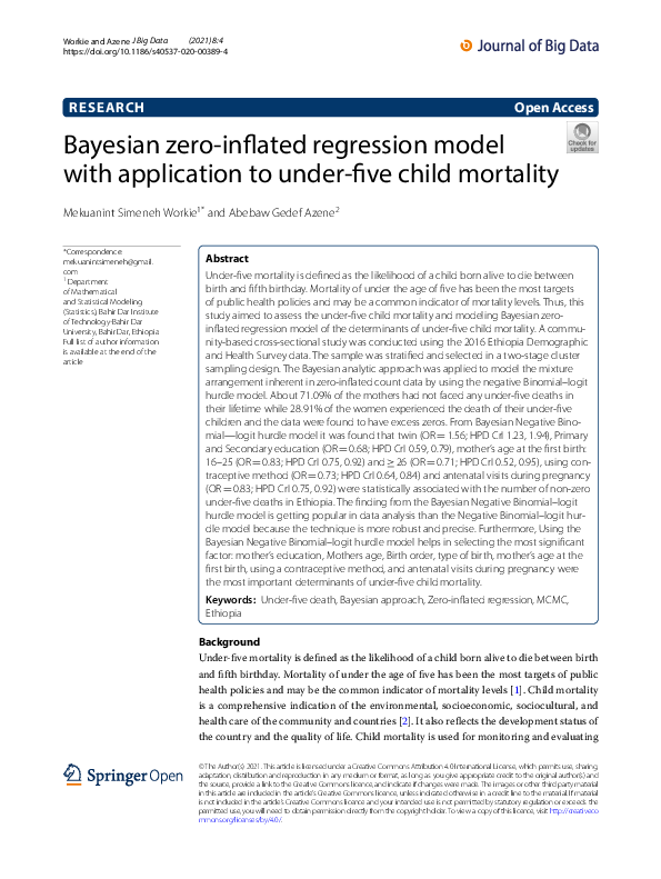 (PDF) Bayesian zero-inflated regression model with application to under ...