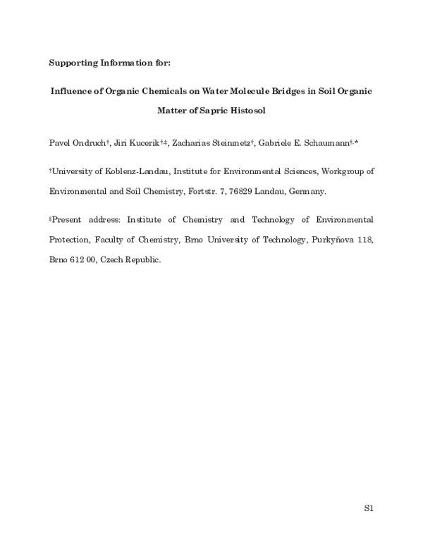 (PDF) Influence of Organic Chemicals on Water Molecule Bridges in Soil ...