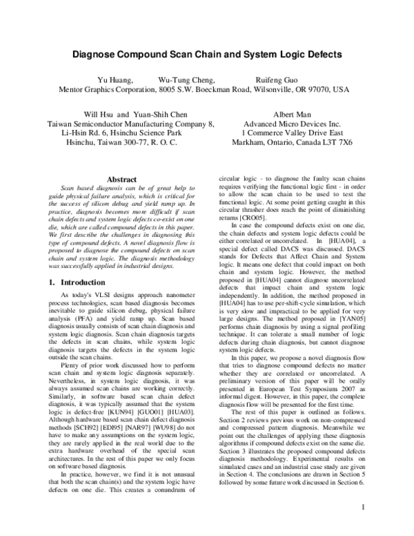(PDF) Diagnose compound scan chain and system logic defects