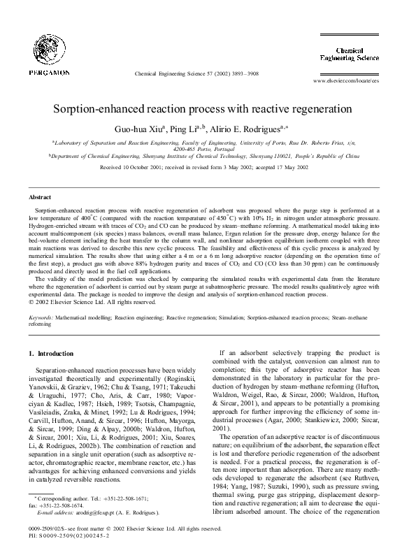 (PDF) Sorption-enhanced reaction process with reactive regeneration