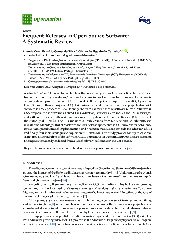 (PDF) Frequent Releases in Open Source Software: A Systematic Review
