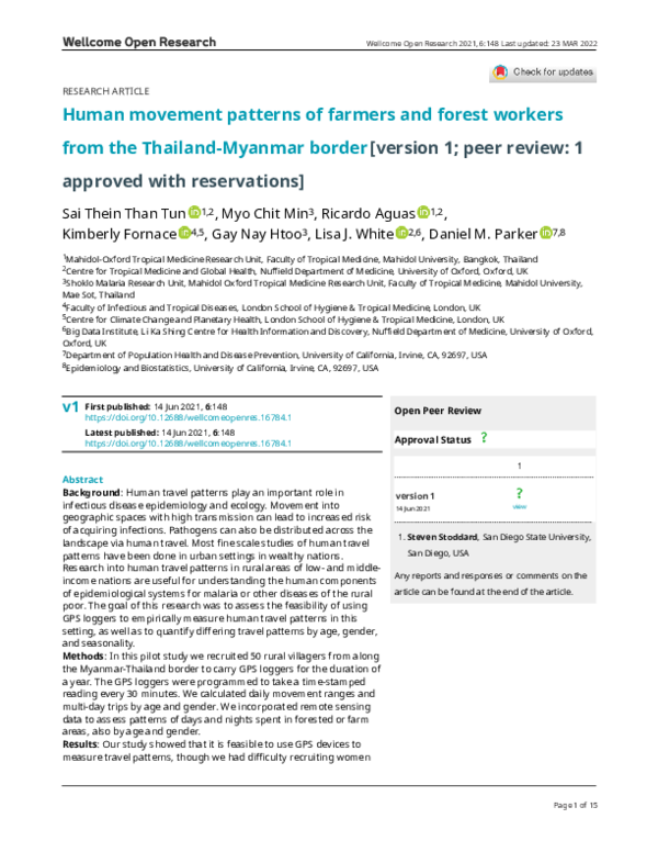 (PDF) Human movement patterns of farmers and forest workers from the ...