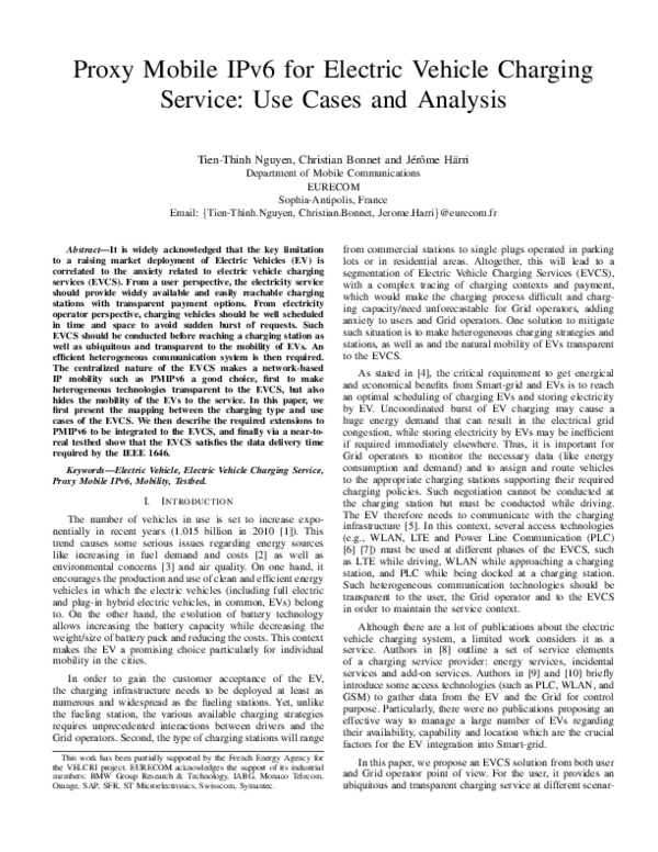 (PDF) Proxy mobile IPv6 for electric vehicle charging service: Use ...