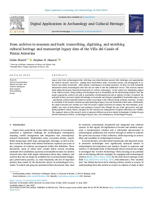 (PDF) From archives to museum and back: transcribing, digitizing, and enriching cultural ...