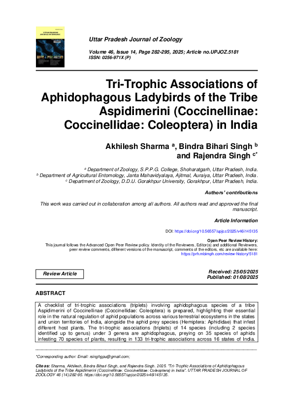 (PDF) Tri-Trophic Associations of Aphidophagous Ladybirds of the Tribe ...
