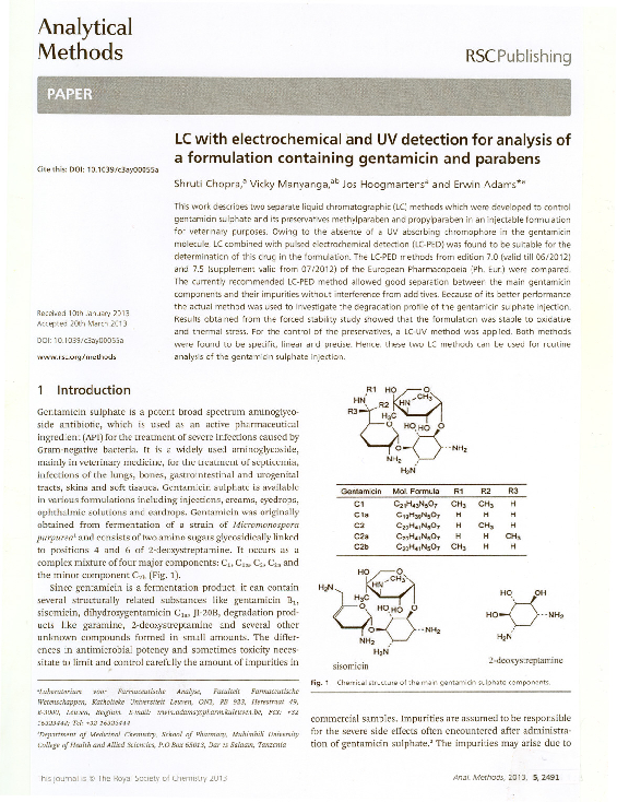 (PDF) LC with electrochemical and UV detection for analysis of a ...