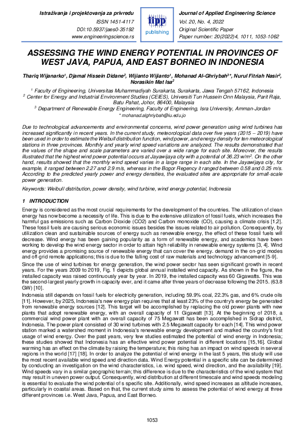 (PDF) Assessing the wind energy potential in provinces of West Java ...