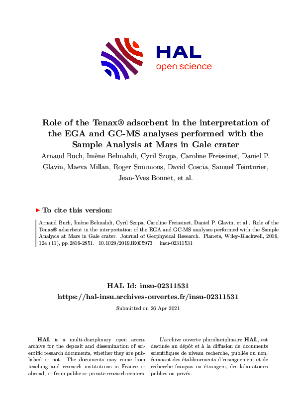 (PDF) Role of the Tenax® Adsorbent in the Interpretation of the EGA and ...