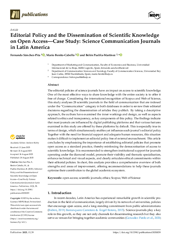 (PDF) Editorial Policy and the Dissemination of Scientific Knowledge on ...
