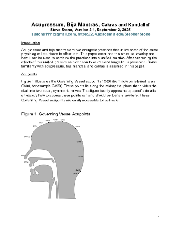 (PDF) Acupressure, Bija Mantras, Cakras and Kundalini