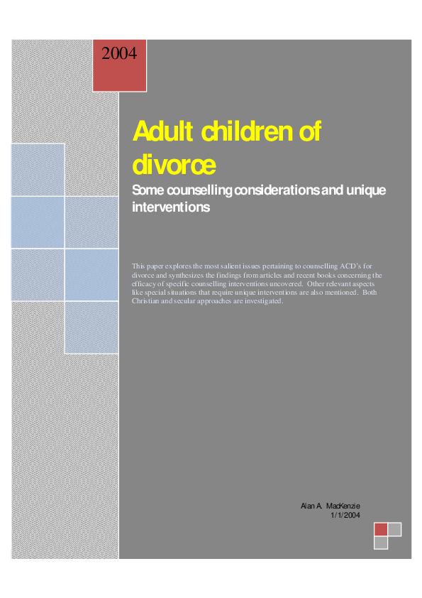 (PDF) ADULT CHILDREN OF DIVORCE --- some counselling interventions