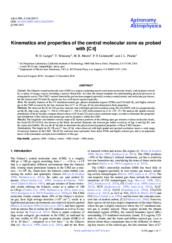 (PDF) Kinematics and properties of the central molecular zone as probed ...
