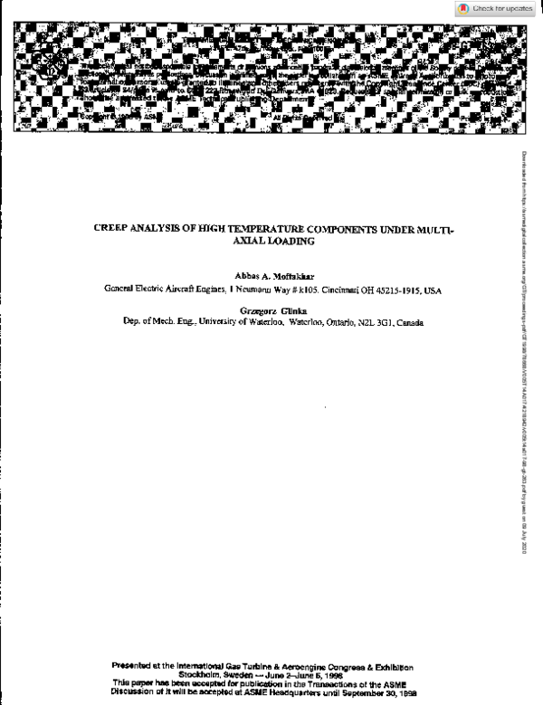 (PDF) Creep Analysis of High Temperature Components Under Multi-Axial ...