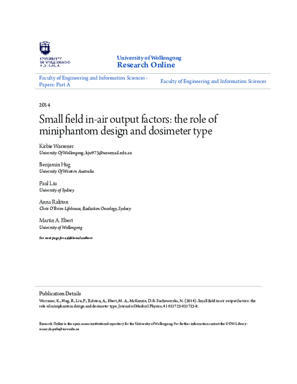 (PDF) Small field in-air output factors: The role of miniphantom design ...
