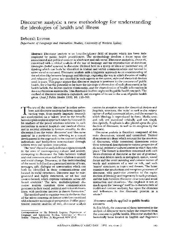 (PDF) Discourse analysis: a new methodology for understanding the ...