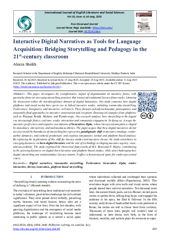(PDF) Interactive Digital Narratives as Tools for Language Acquisition ...
