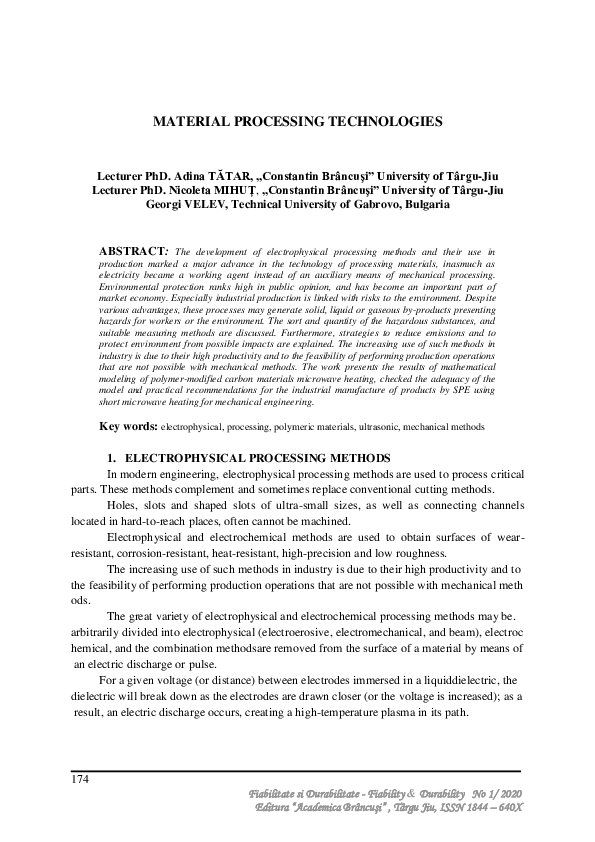(PDF) Material Processing Technologies