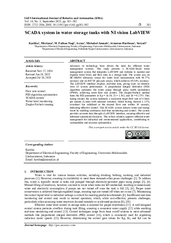 (PDF) SCADA system in water storage tanks with NI vision LabVIEW