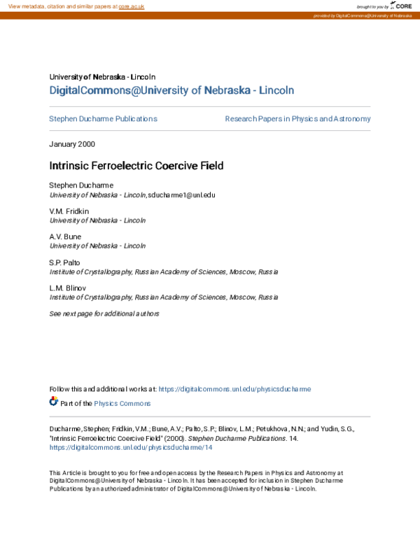 (PDF) Intrinsic Ferroelectric Coercive Field