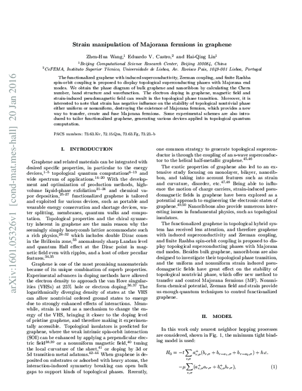 (PDF) Strain manipulation of Majorana fermions in graphene