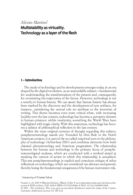 (PDF) Multistability as virtuality. Technology as a layer of the flesh