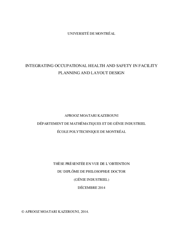 (PDF) Integrating Occupational Health and Safety in Facility Planning ...