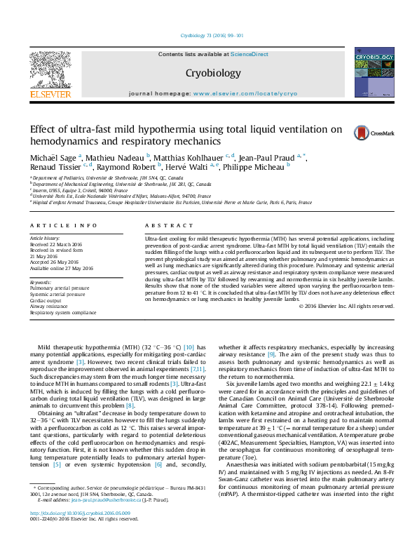 (PDF) Effect of ultra-fast mild hypothermia using total liquid ...