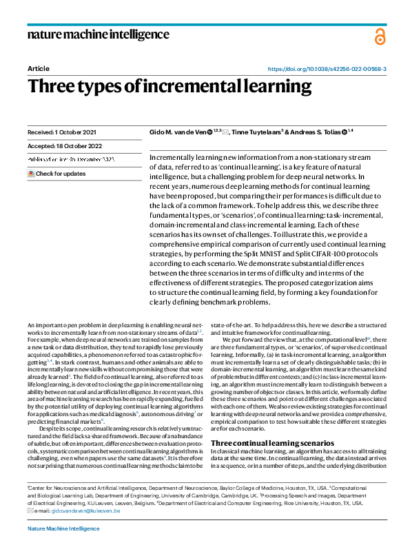 (PDF) Three types of incremental learning