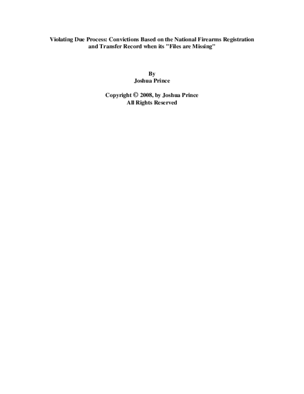 (PDF) Violating Due Process: Convictions Based on the National Firearms ...