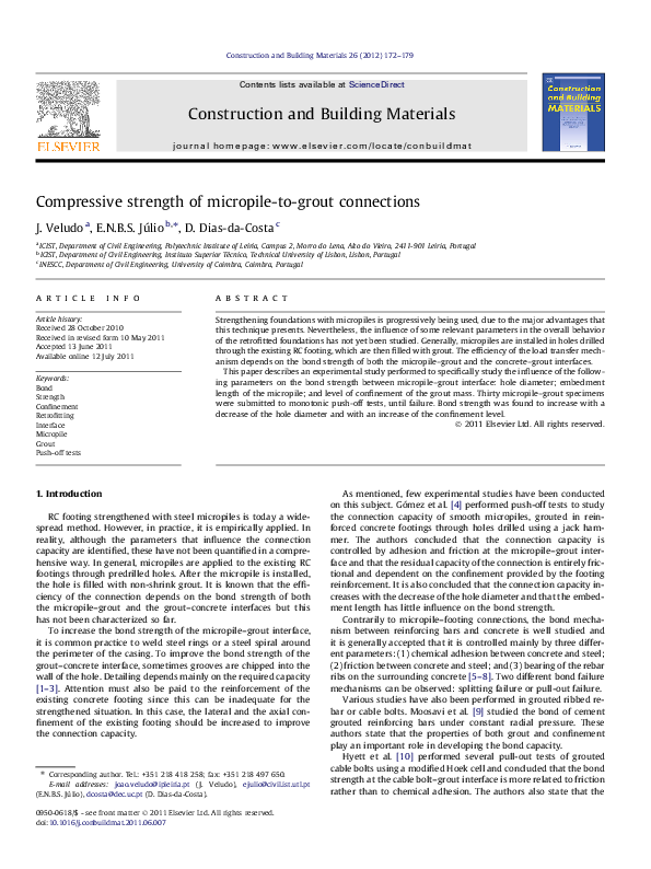 (PDF) Compressive strength of micropile-to-grout connections