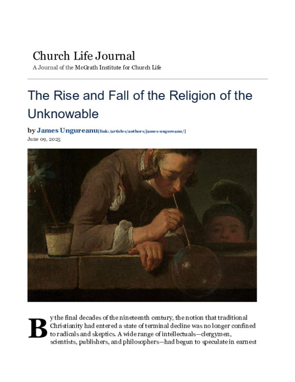 (PDF) The Rise and Fall of the Religion of the Unknowable